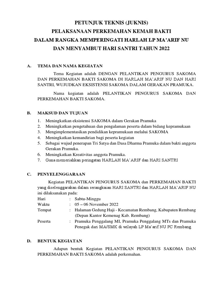 JUKNIS KEMAH BAKTI SAKOMA NU RBG-Fix | PDF