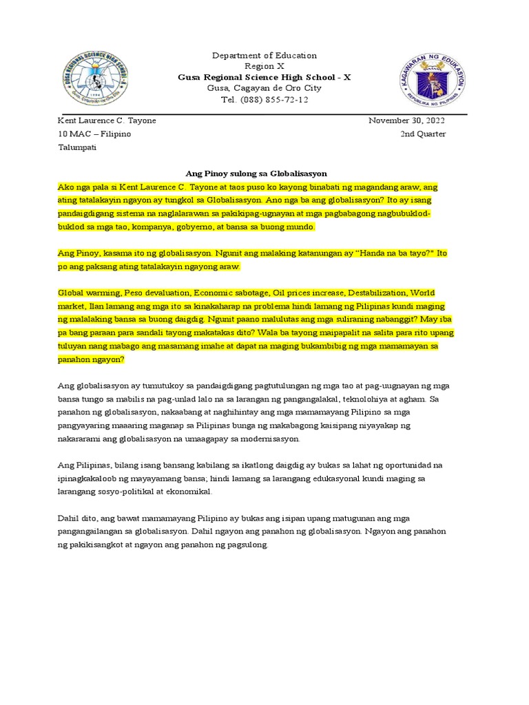 Filipino Talumpati | PDF