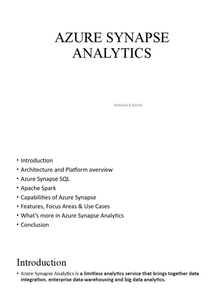 Azure Synapse Analytics | PDF