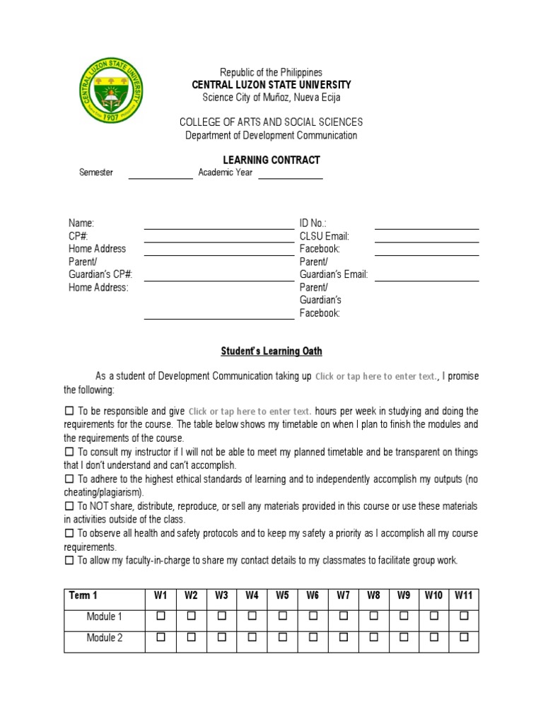 2020-10-07-Student Learning Contract | PDF | Teachers | Behavior ...