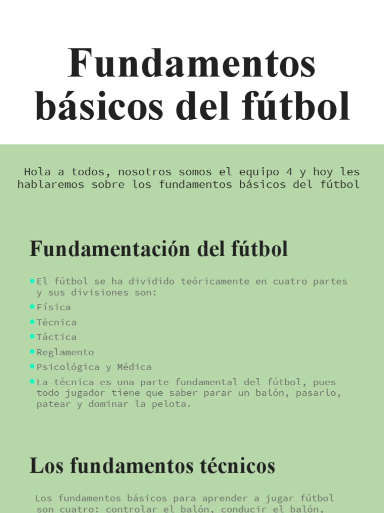 EQUIPO 4 Fundamentos Básicos Del Futbol | PDF | Asociación de Futbol ...