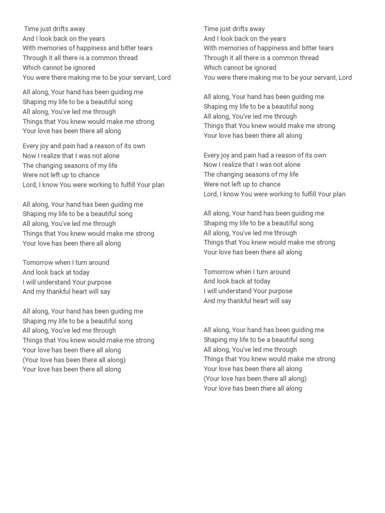 All Along Lyrics | Download Free PDF | Happiness