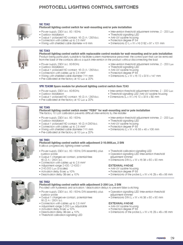Photocell Lighting Control Switches Guide | PDF | Alternating Current ...