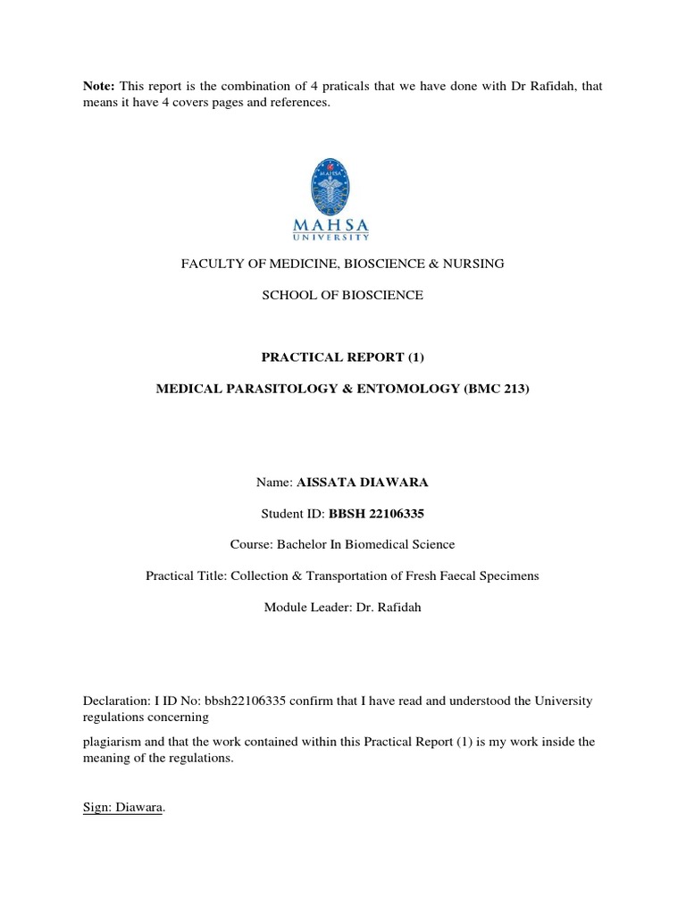 Pratical 1, 2,3, 4 Parasitology | PDF | White Blood Cell | Staining