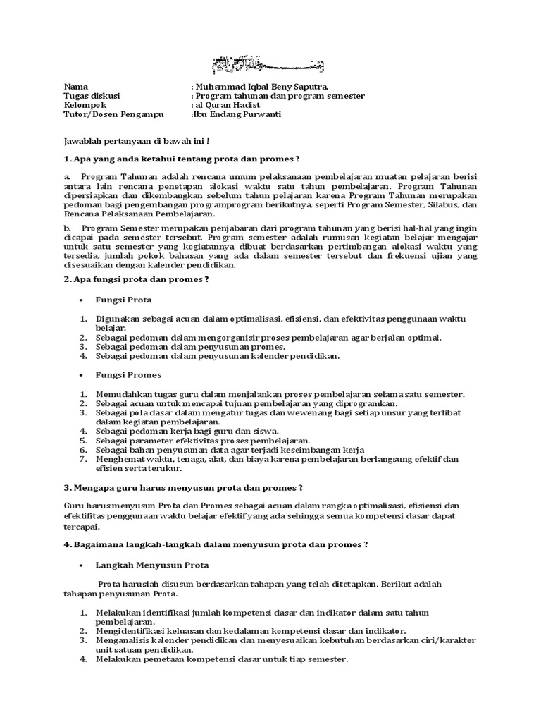 Tugas Diskusi Pelatih Prota Dan Prosem | PDF | Karier & Perkembangan