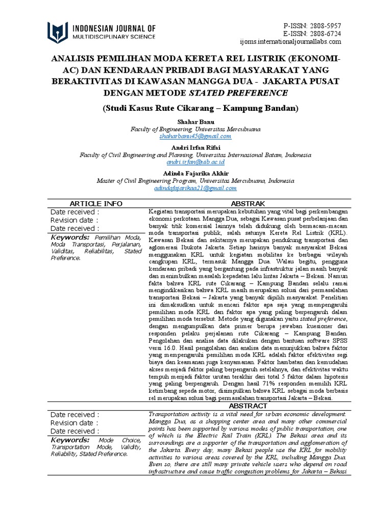 P-ISSN: 2808-5957 E-ISSN: 2808-6724: Article Info Abstrak | PDF