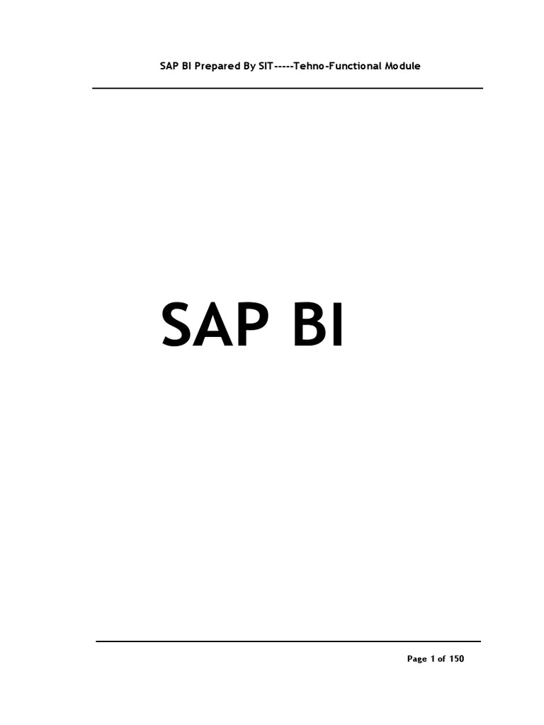 SAP BI Techno-Functional Overview | PDF | Data Warehouse | Business ...