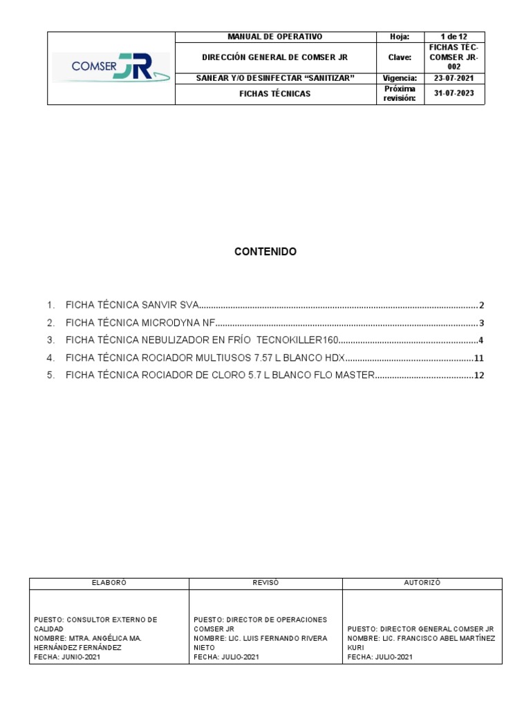 Fichas Téc.-comser Jr-01 Fichas Técnicas | PDF Fichas Téc.-comser Jr-01 Fichas Técnicas | PDF