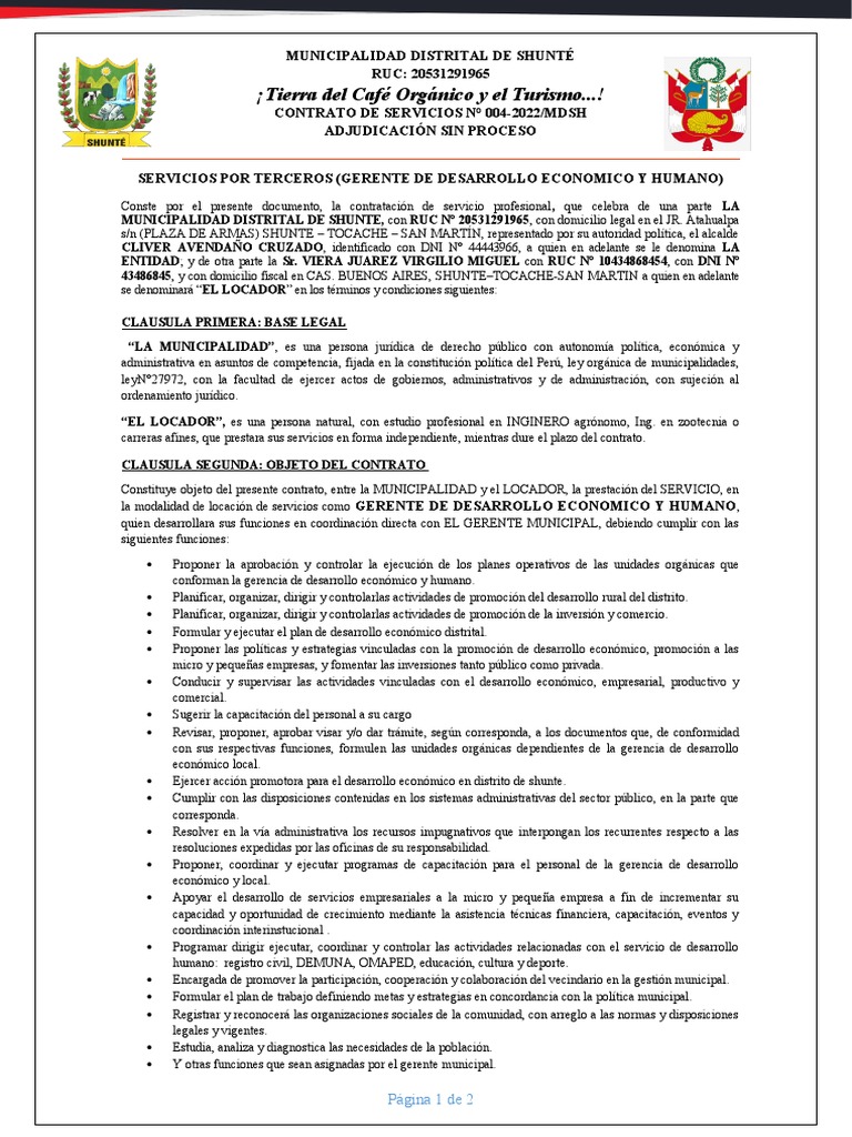 Contrato 004-2022 | PDF | Gobierno local | Business