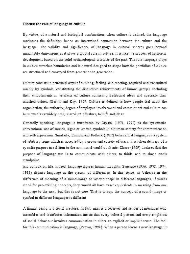 Role of Language in Culture | PDF | Communication | Cognitive Science
