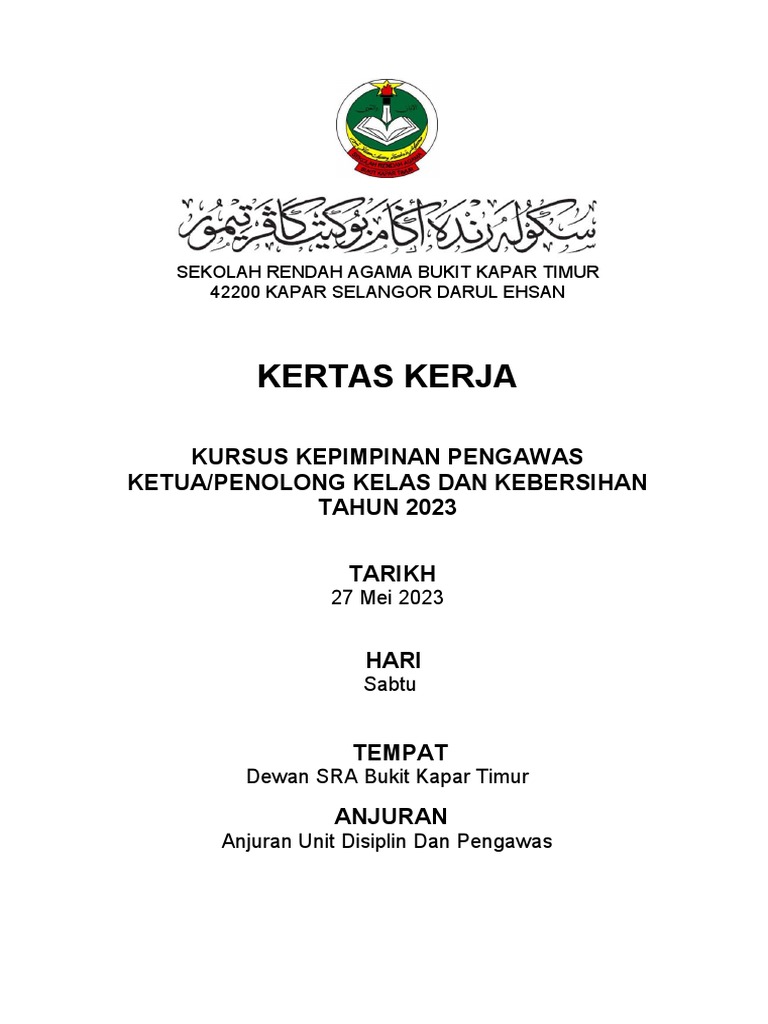 Kertas Kerja Kursus Kepimpinan 2023 | PDF | Karier & Perkembangan