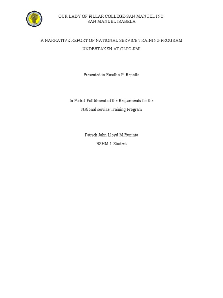 NSTP Narrative Report at OLPC-SMI | PDF