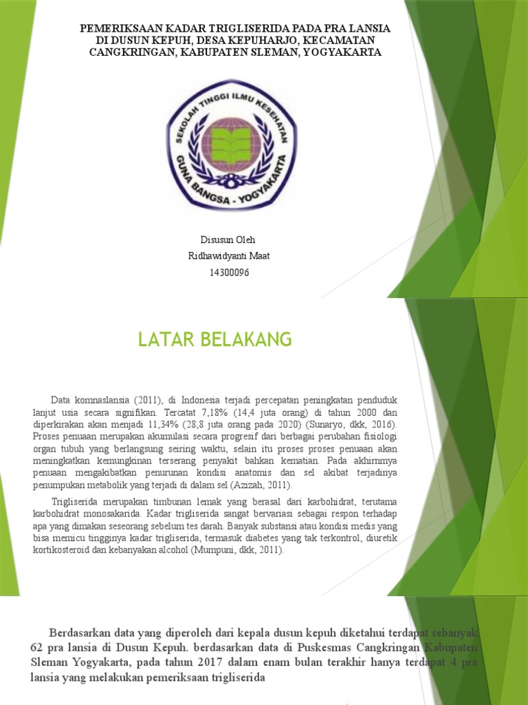 Pemeriksaan Kadar Trigliserida Pada Pasien Lansia | PDF | Pengembangan ... Pemeriksaan Kadar Trigliserida Pada Pasien Lansia | PDF | Pengembangan ...