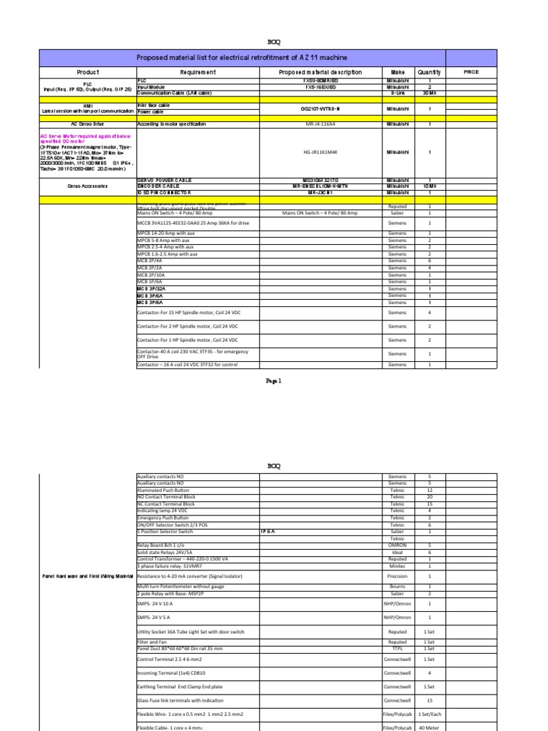 HMT Az-11 Machine Bom-Mitsubishi Siemens Accessories | PDF | Insulator ...