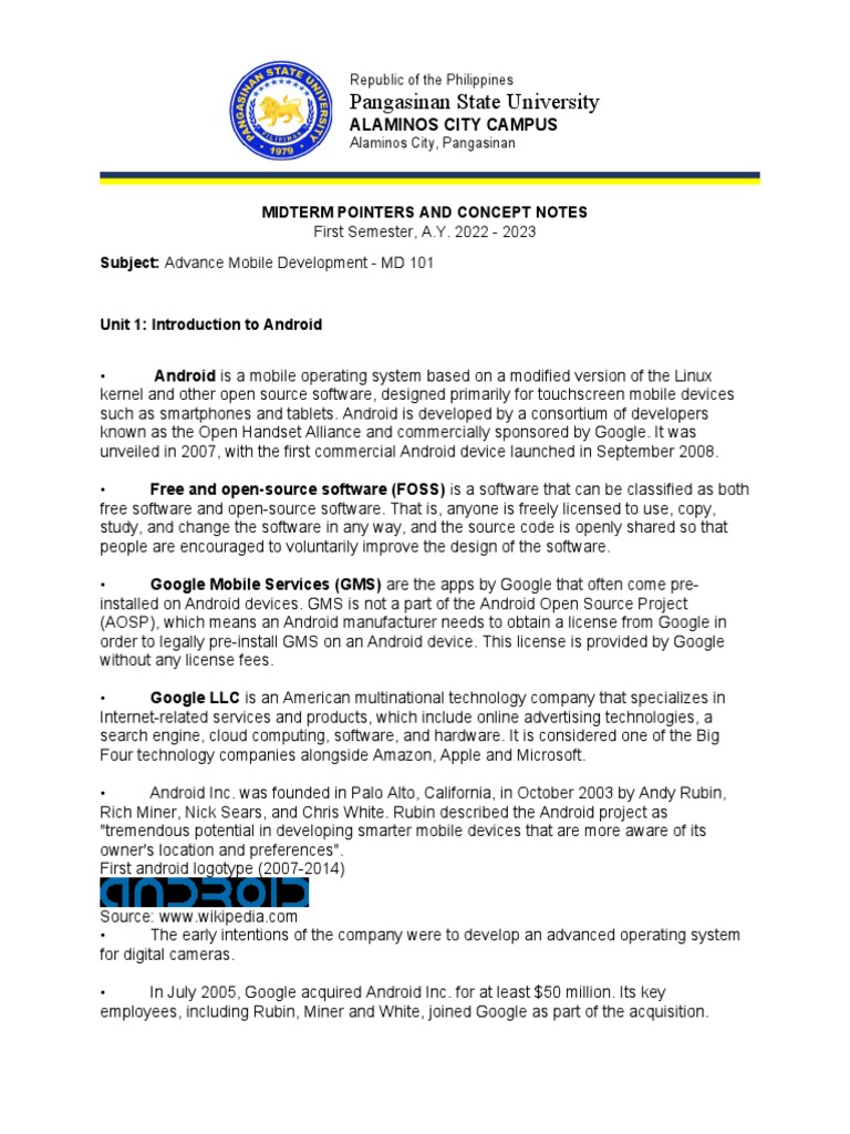 MD101 Midterm Pointers and Concept Notes | PDF | Android (Operating ...