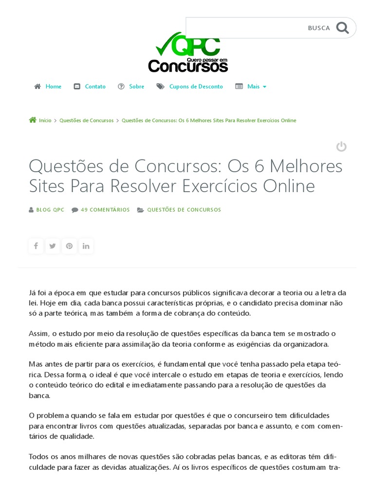 Questões de Concursos - Os 6 Melhores Sites para Resolver Exercícios ...