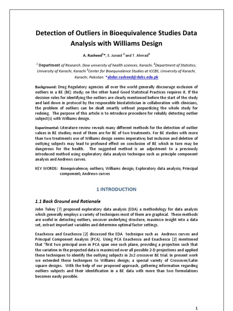 Bioequivalence Outlier Detection | PDF | Principal Component Analysis | Eigenvalues And Eigenvectors