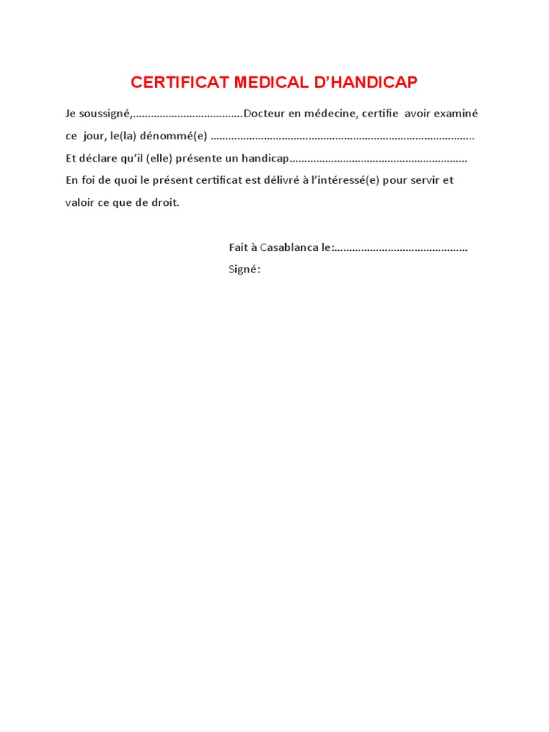 Certificat Medical Handicap | PDF