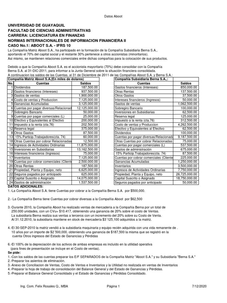 IFRS 10 Aboot S.A. consolidación | PDF | normas internacionales de ...