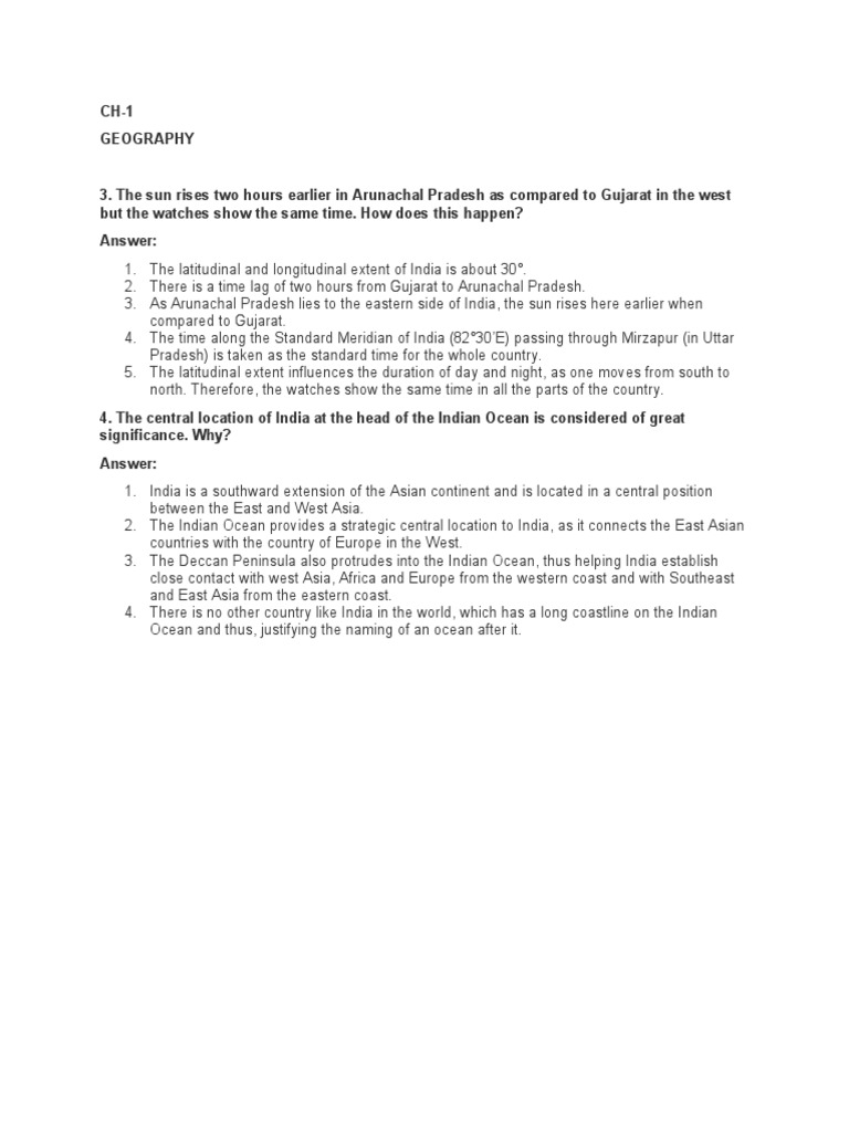 CH - 1 Geo Class Ix Solutions | PDF | Travel | Religion & Spirituality