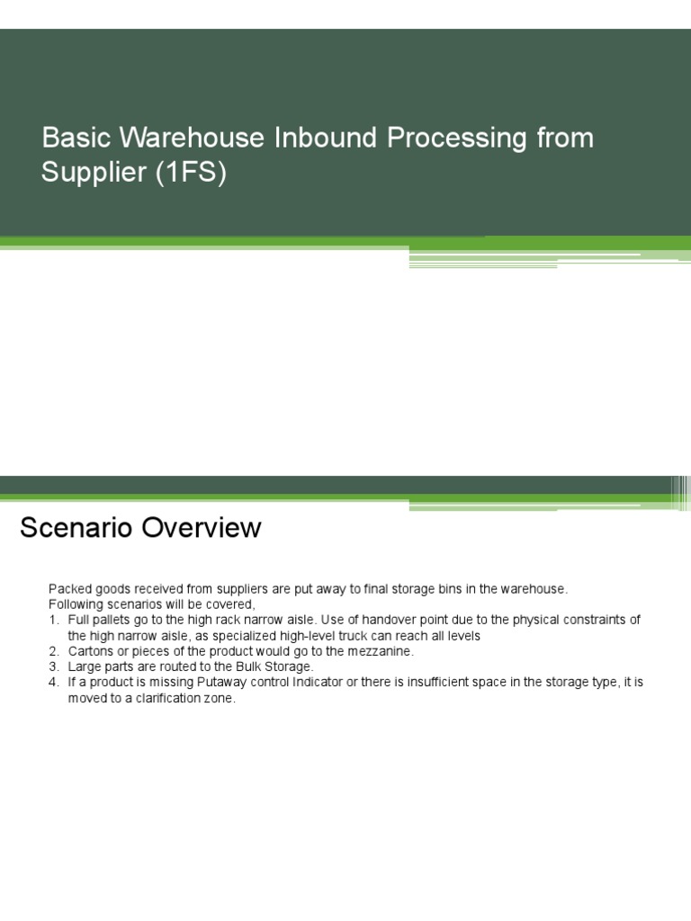 Basic Warehouse Inbound Processing From Supplier (1FS) | PDF ...