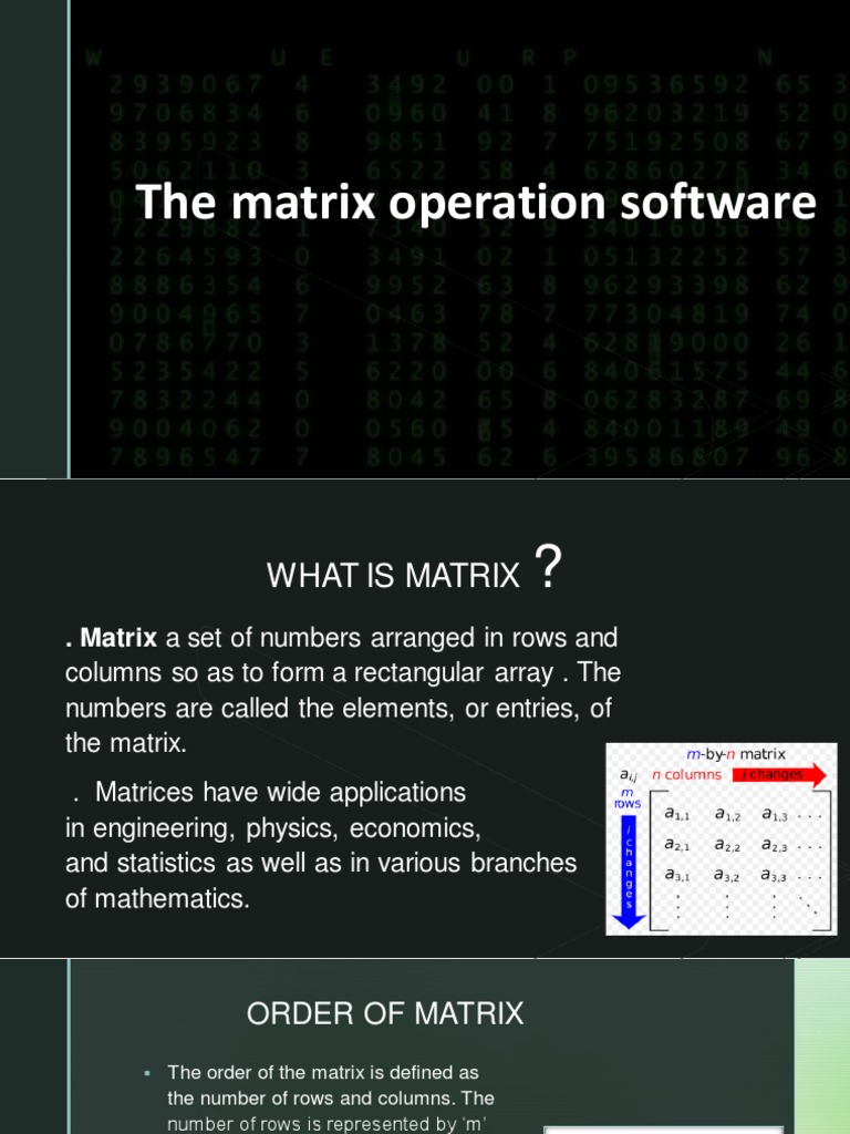 Presentation of Martix | PDF | Matrix (Mathematics) | Theoretical Physics