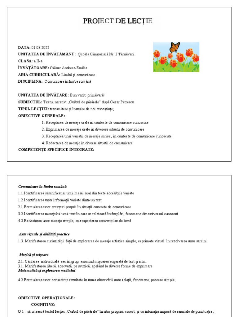 Proiect Didactic CLR | PDF