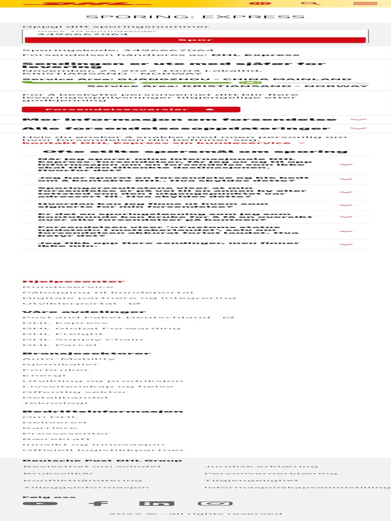Sporing Av Express DHL Norge | PDF