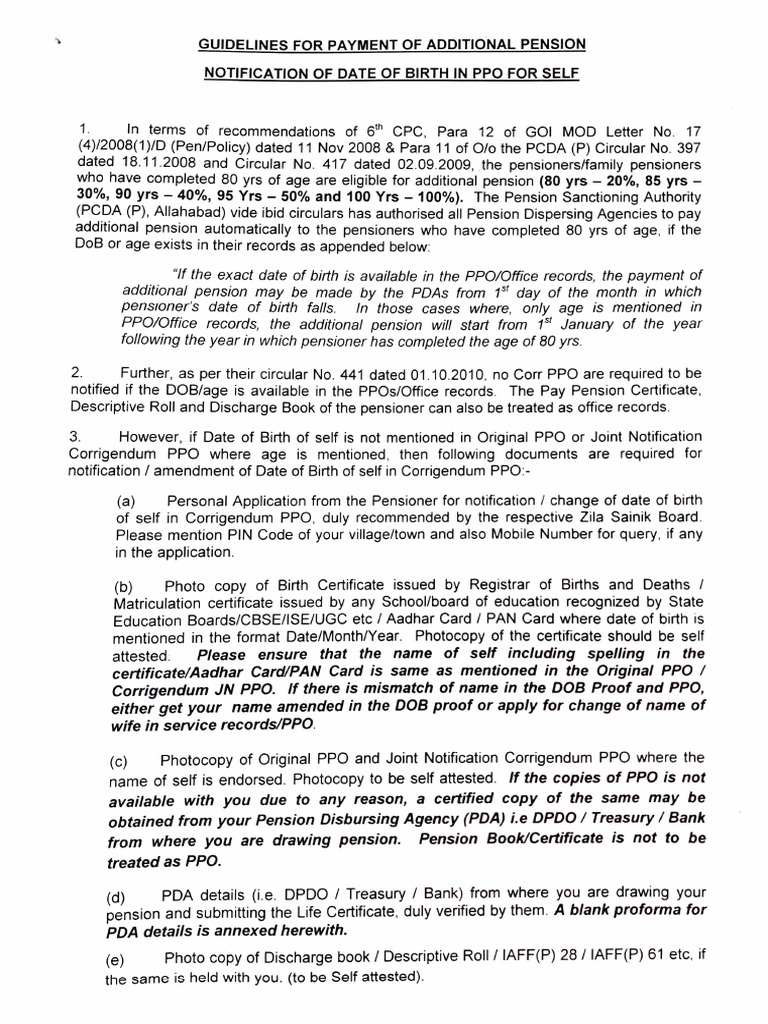 4 (D) Endorsement of DOB of Self and Wife in PPO | PDF