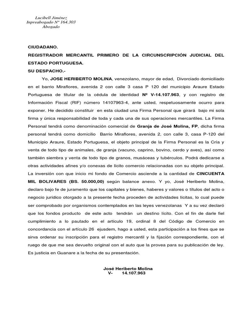 Firma Personal Jose Molina | PDF