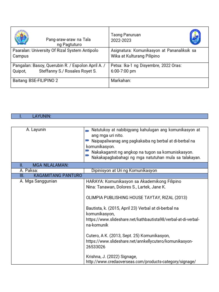 Final Lesson Plan Talaga | PDF