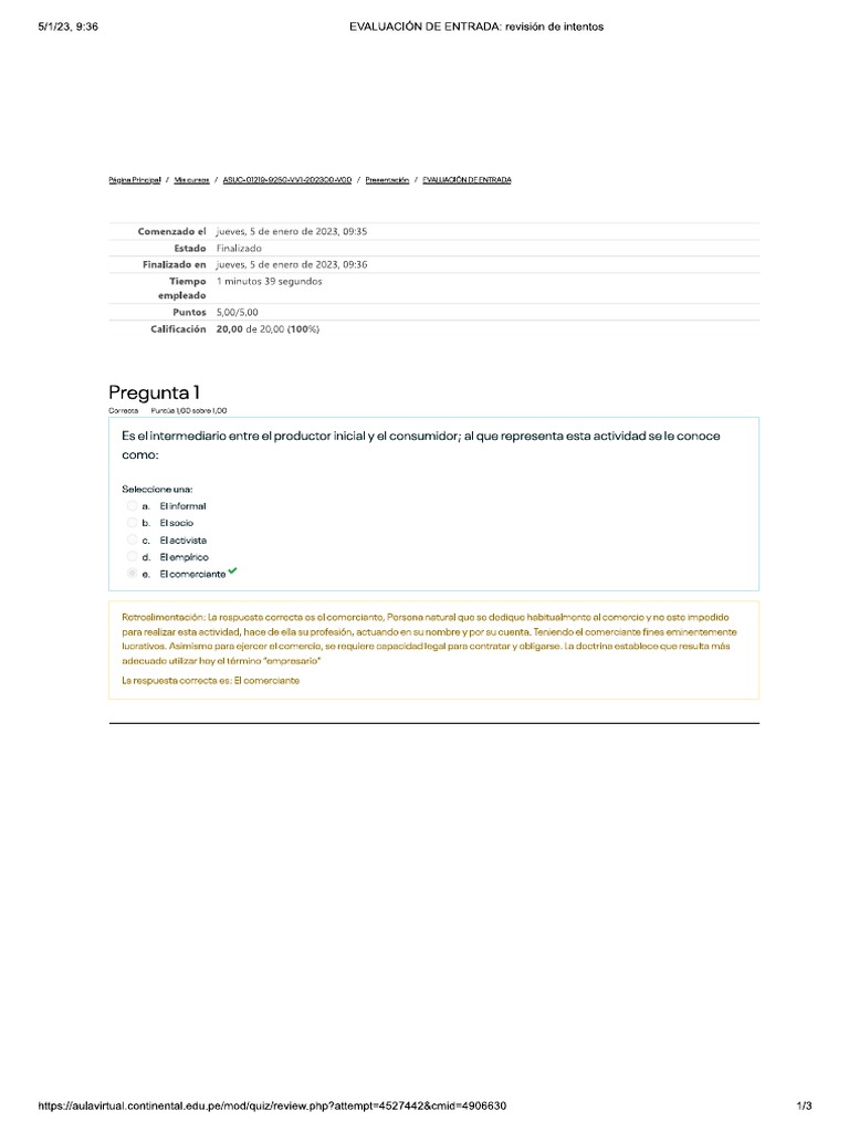 Evaluacion de Entrada | PDF