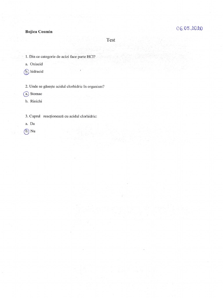 Test Chimie | PDF