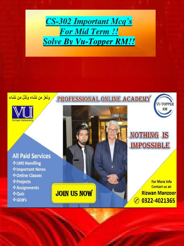 CS302 Mcqs MidTerm by Vu Topper RM | PDF | Logic Gate | Electronics