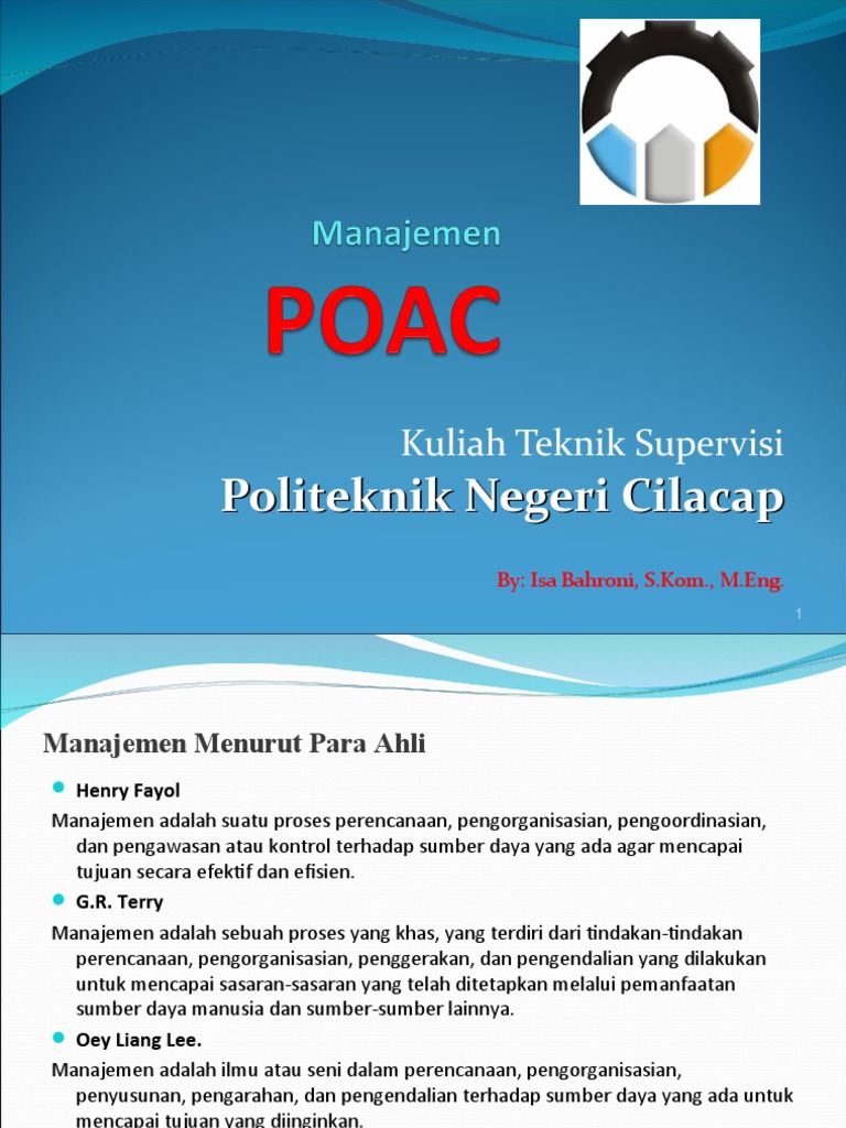 Slide 01 Manajemen POAC | PDF | Karier & Perkembangan