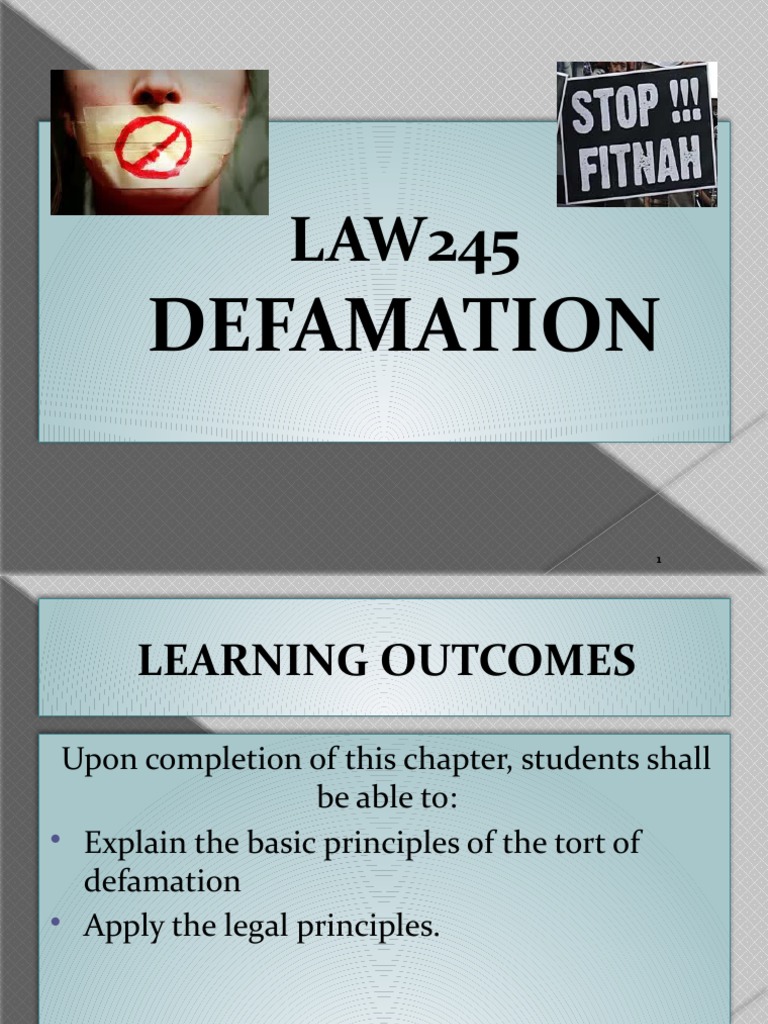 LAW245 Defamation | PDF | Defamation | Public Law