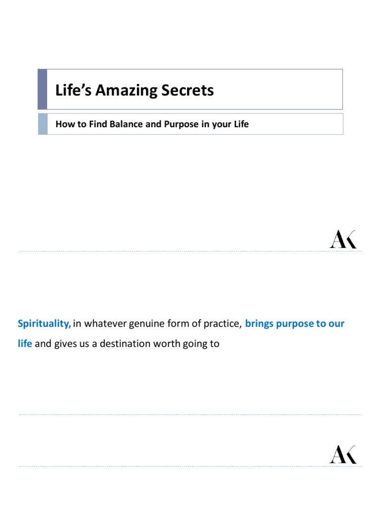 Life S Amazing Secrets How To Find Balance and Purpose 1658325001 | PDF ...