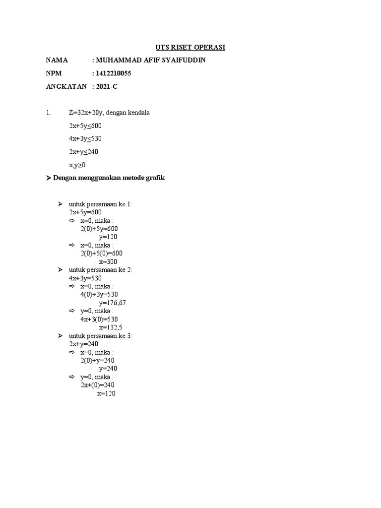 Uts Riset Operasi | PDF