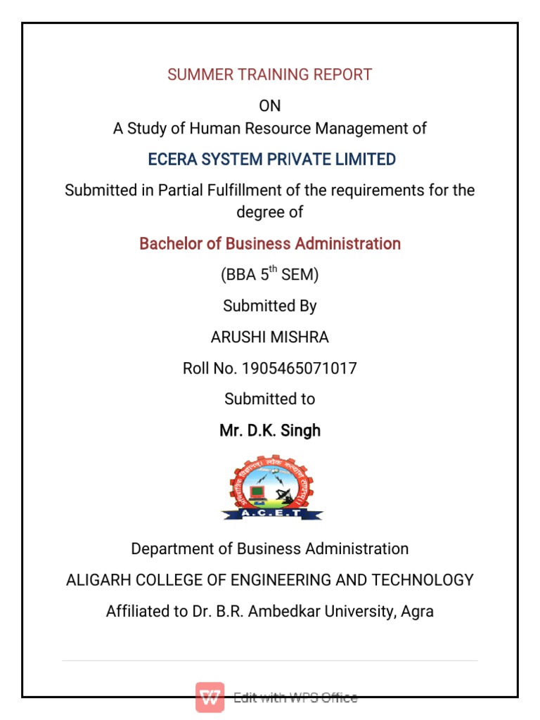 Summer Training Report | PDF | Recruitment | Human Resources