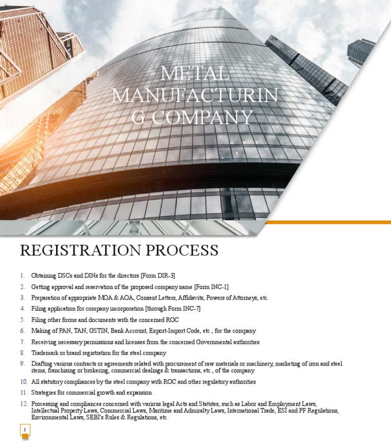 Metal Manufacturing Company Registration Guide | PDF | Finance & Money ...
