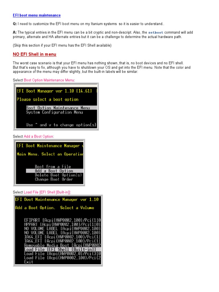 Efi Boot Menu Pdf Booting File System