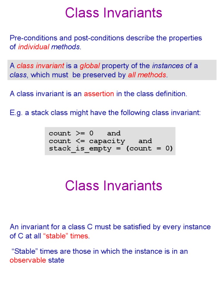Formal Methods - lecture 16 | PDF | Class (Computer Programming) | Invariant (Mathematics)