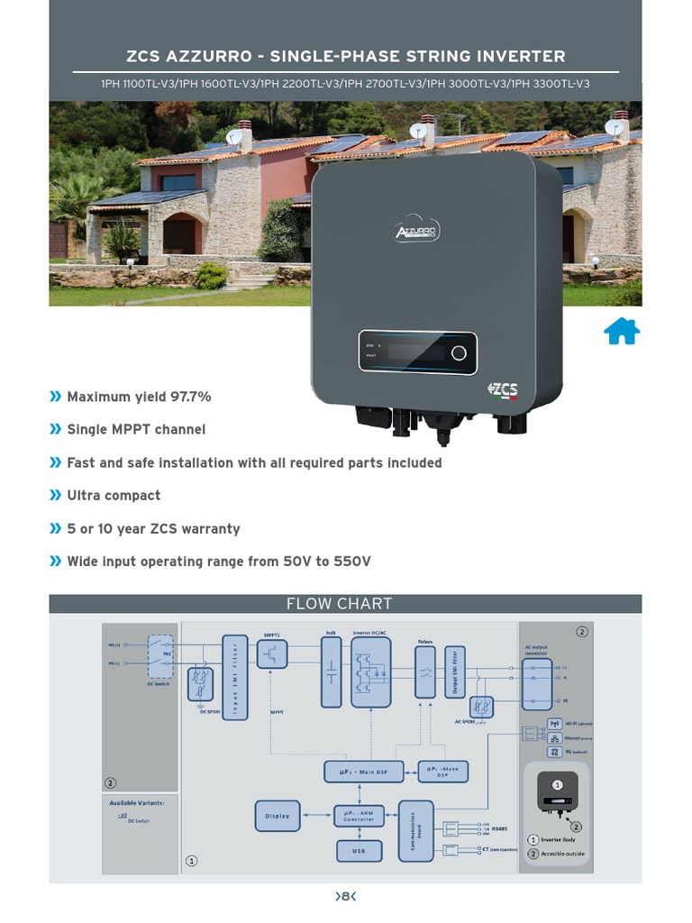 Datasheet ZCS 1PH 1100 3300TL V3 EN | PDF | Mains Electricity | Power Inverter