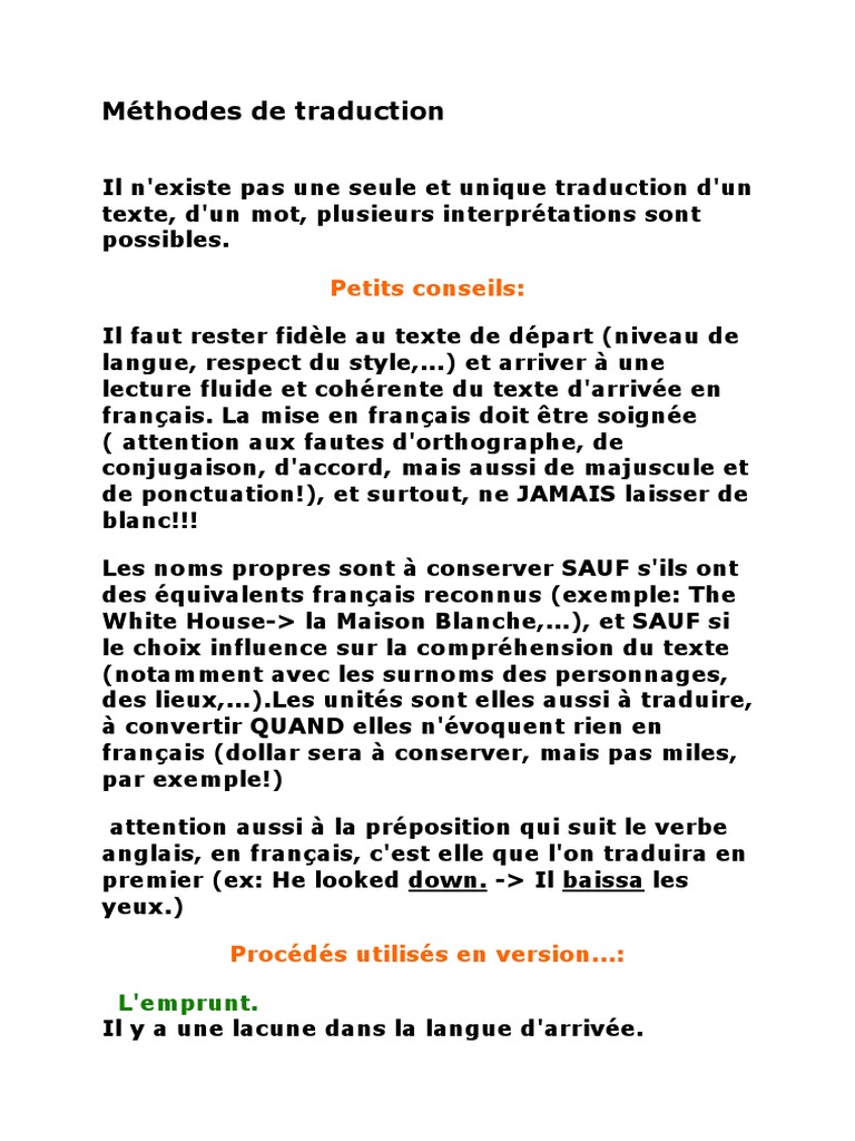 DOC3-presentation Methodes-De-Traduction | PDF | Traductions | Adposition