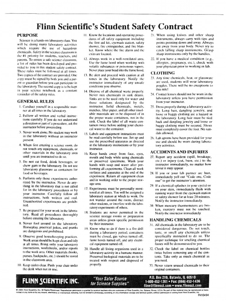 Flinn Safety Contract | PDF