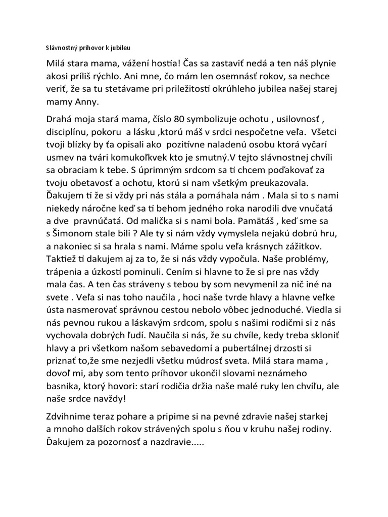 Slávnostný Prihovor K | PDF