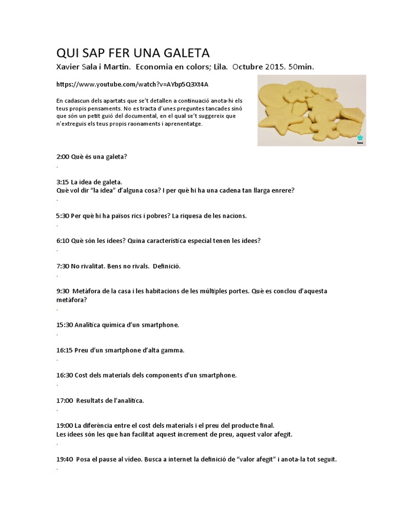 Xavier Sala I Martin Qui Sap Fer Una Galeta Enunciat | PDF