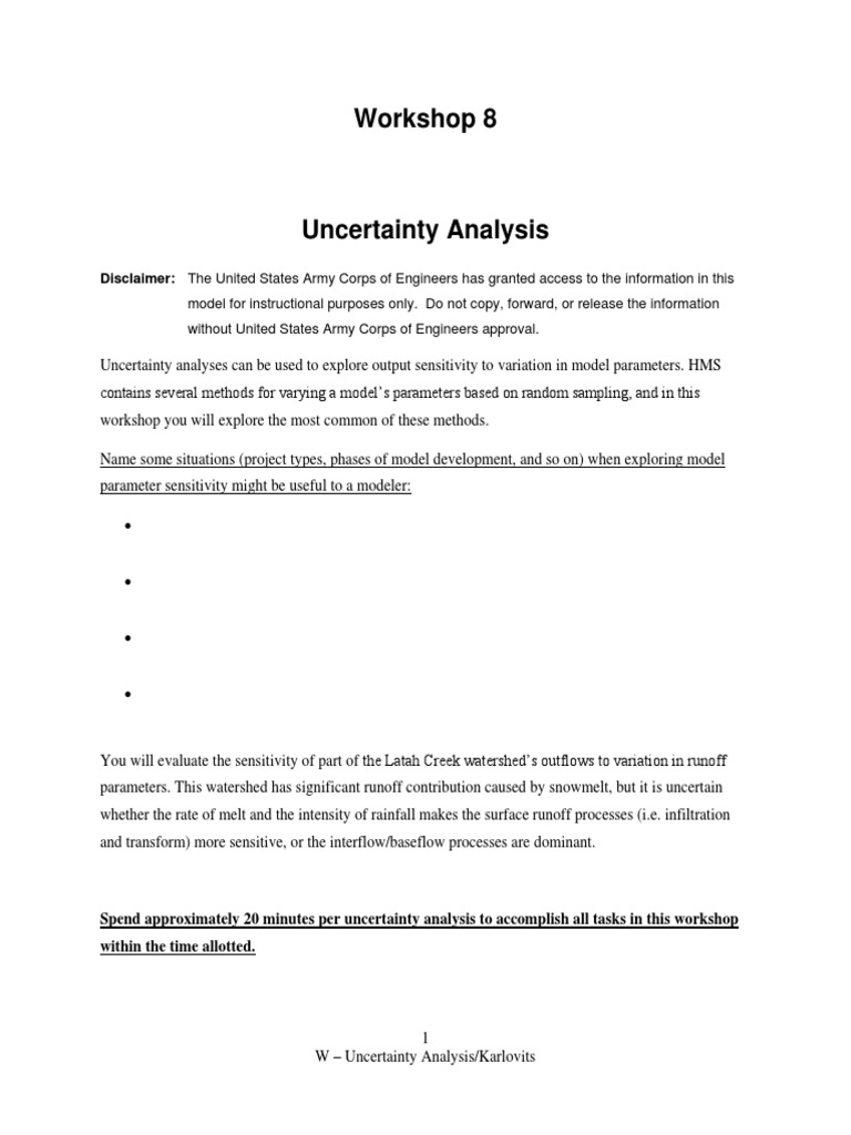 W8 Application HEC-HMS Uncertainty Analysis Compute Option | PDF | Sensitivity Analysis | Snow