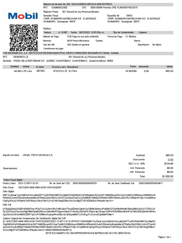 CFDi A 18407 BBA830831LJ2 20221209 105526 | PDF | Economias | Dinero