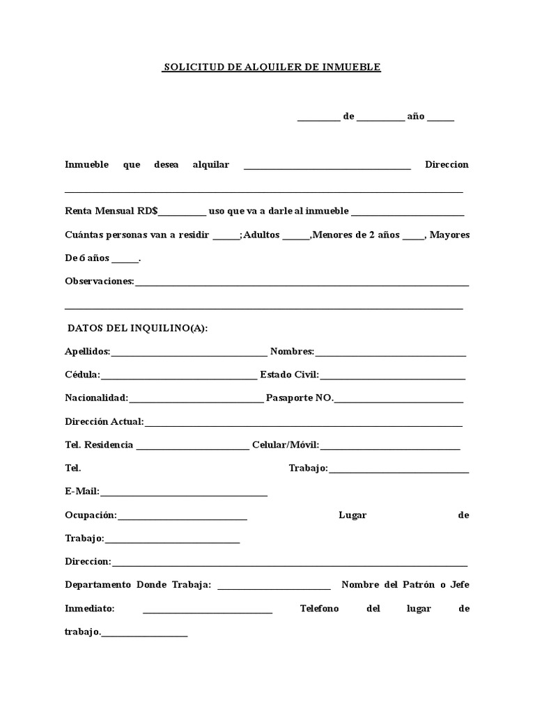 Formulario de Alquiler | PDF